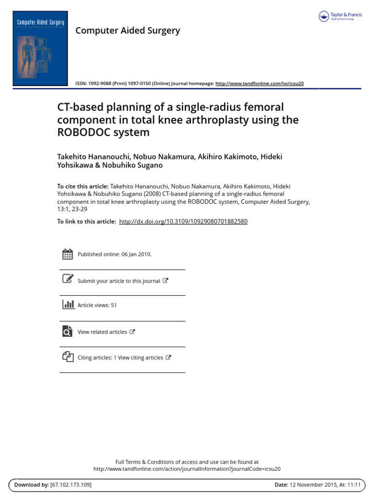 CT-based Planning of A Single-Radius Femoral Component in Total Knee ...