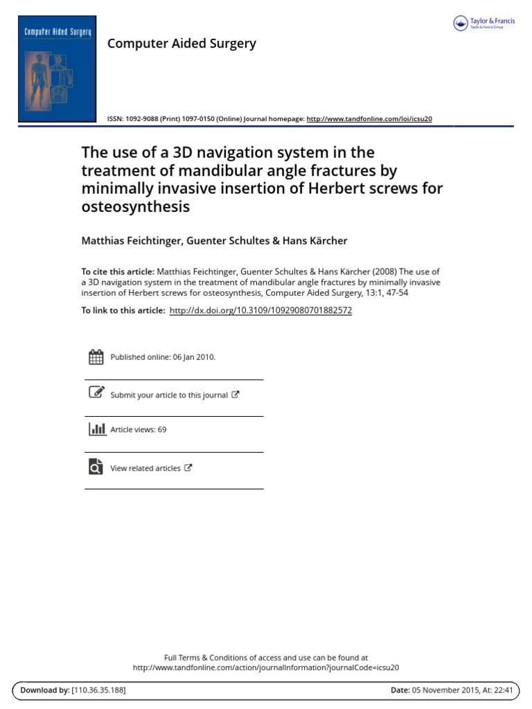 The Use of A 3D Navigation System in The Treatment of Mandibular Angle Fractures by Minimally ...