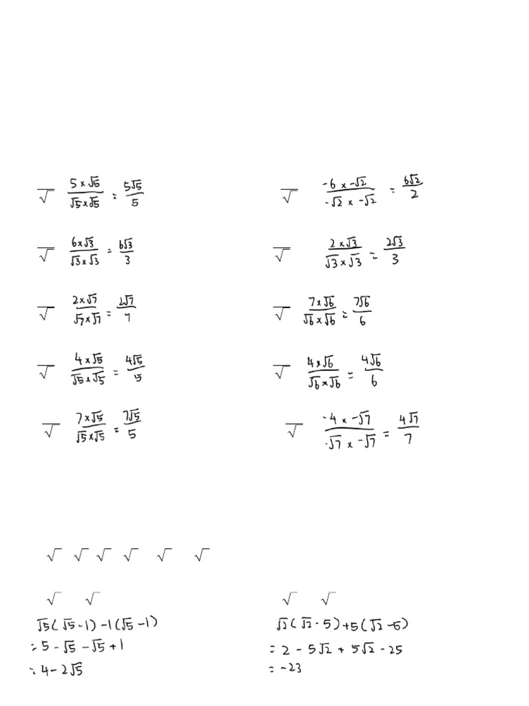 Rationalizing The Denominators With Conjugates | PDF | Arithmetic ...