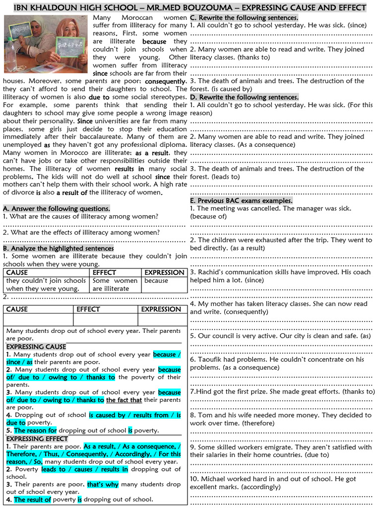 Expressing Cause and Effect | PDF | Literacy