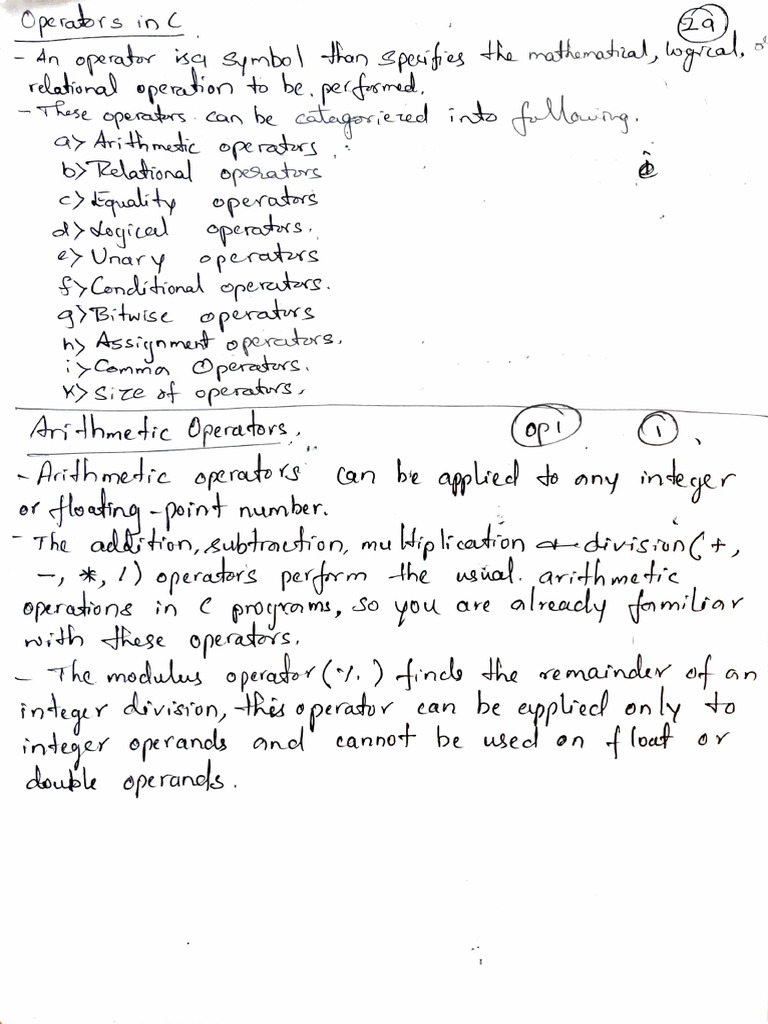 Module 2 Operators In C Type Conversion And Typecasting Pdf Notation Software Engineering