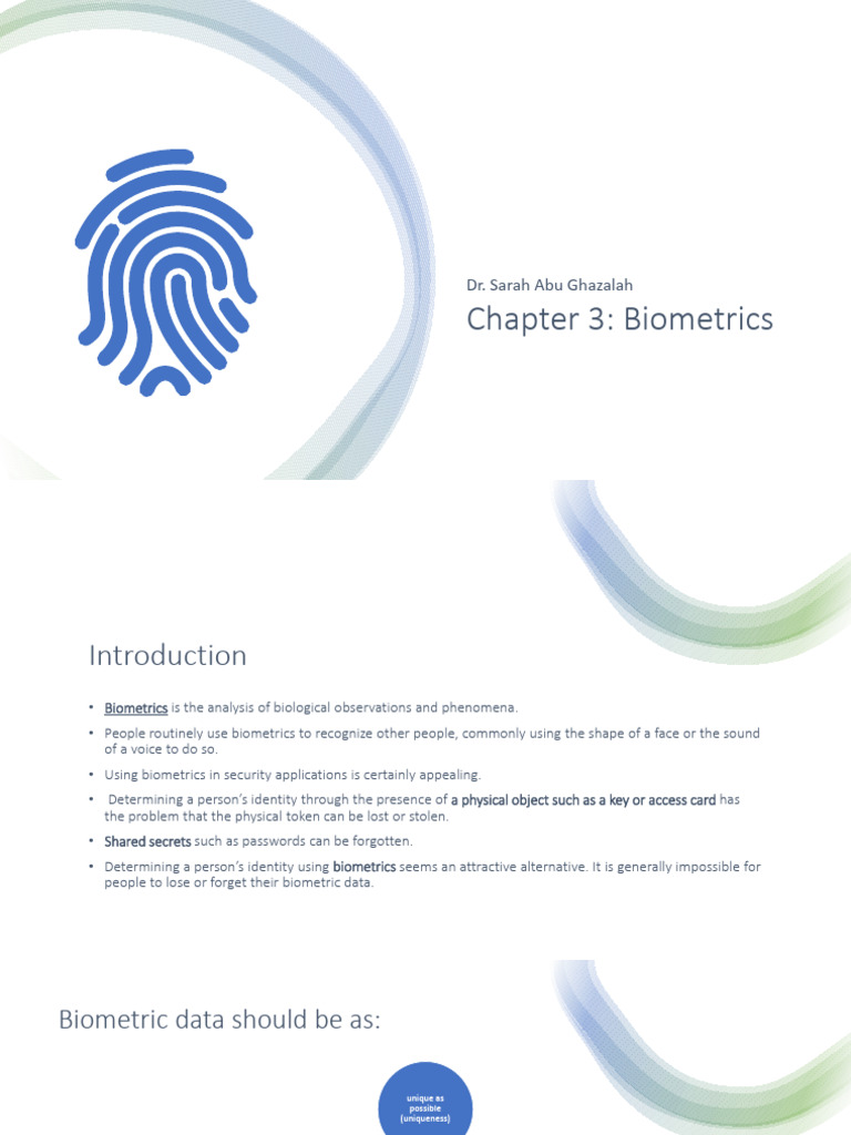 Chapter 3 Biometrics PDF | PDF | Biometrics | Fingerprint