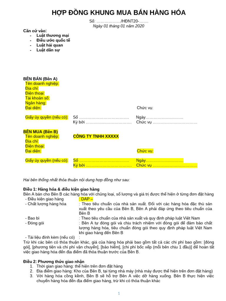 Hop Dong Mua Ban | PDF