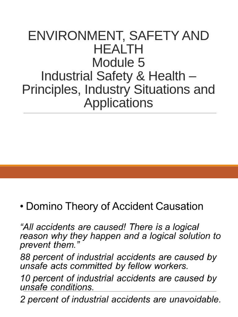 T-MEET 412 MEE Module 5 Industrial Safety Health Principles Situations Applications | PDF ...