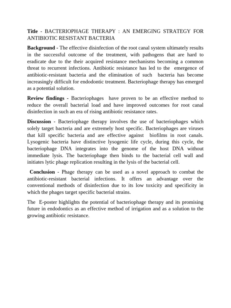 Abstract Bacteriophage Therapy | PDF