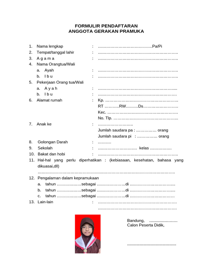 Minsat-1b FORMULIR PEND - ANGG. A4 | PDF | Olahraga & Rekreasi