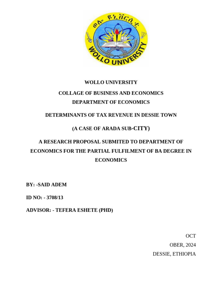 Seid Adem Proposal | PDF | Taxes | Progressive Tax