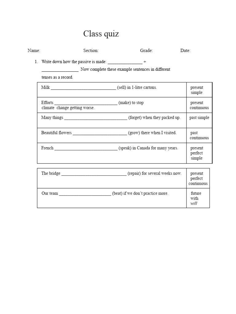 Grade 7 English Quiz Worksheet | PDF | Verb | Subject (Grammar)