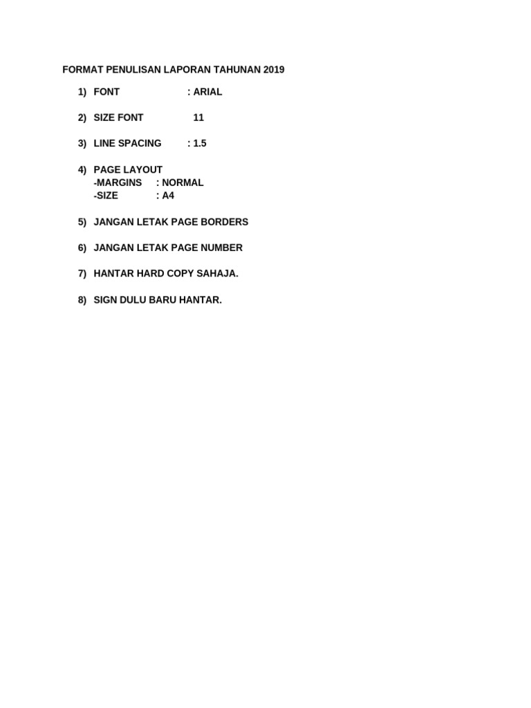 Format Penulisan Laporan Tahunan 2019 | PDF