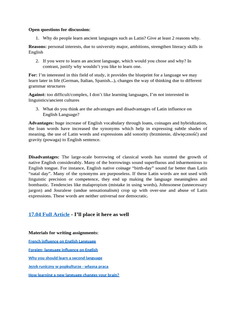 Additional Materials | PDF | English Language | Latin