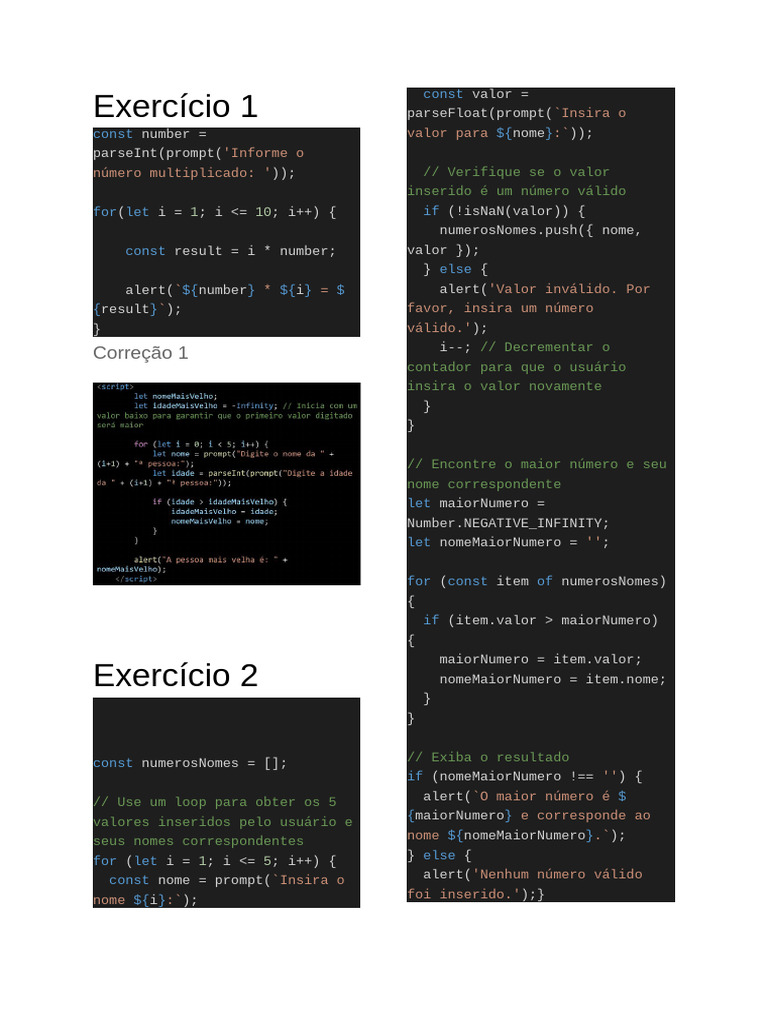 Exercicios javaScript | PDF | Programação de computadores Exercicios javaScript | PDF | Programação de computadores