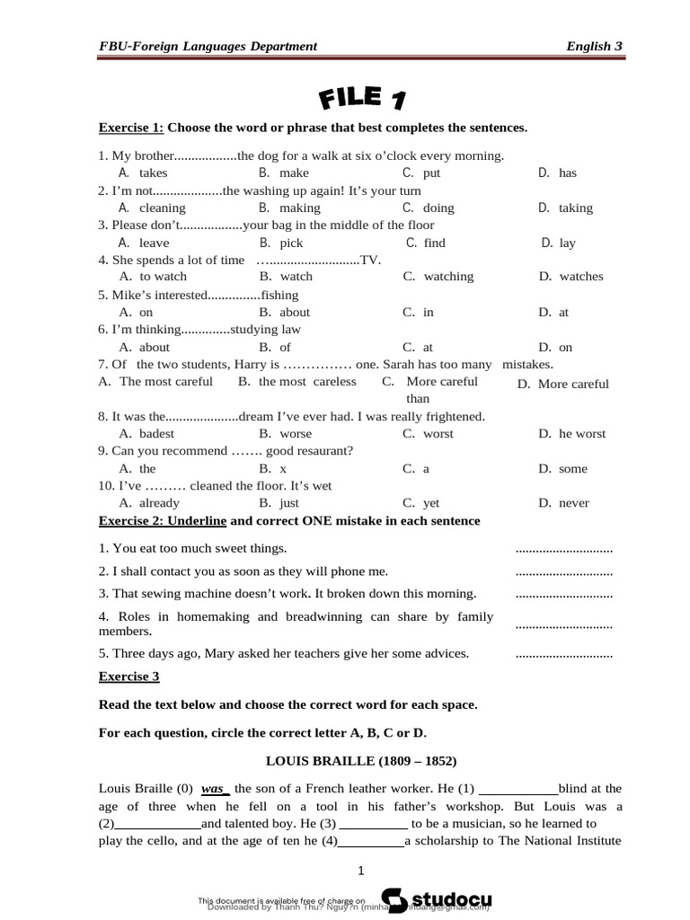 Self Study Material English 3 Final | PDF