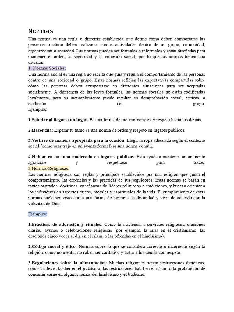 Normas: 1.saludar Al Llegar A Un Lugar 2.hacer Fila 3.vestirse de Manera Apropiada para La ...