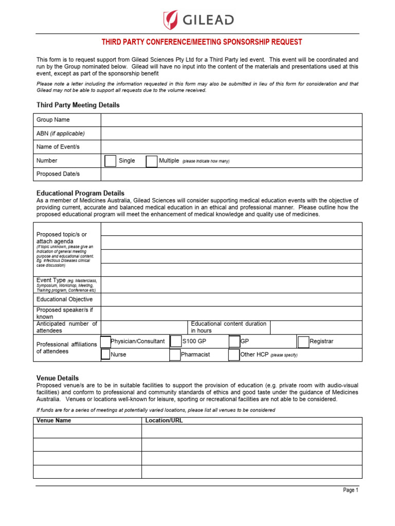 Third Party Sponsorship Form Template | PDF | Legal Liability | Privacy