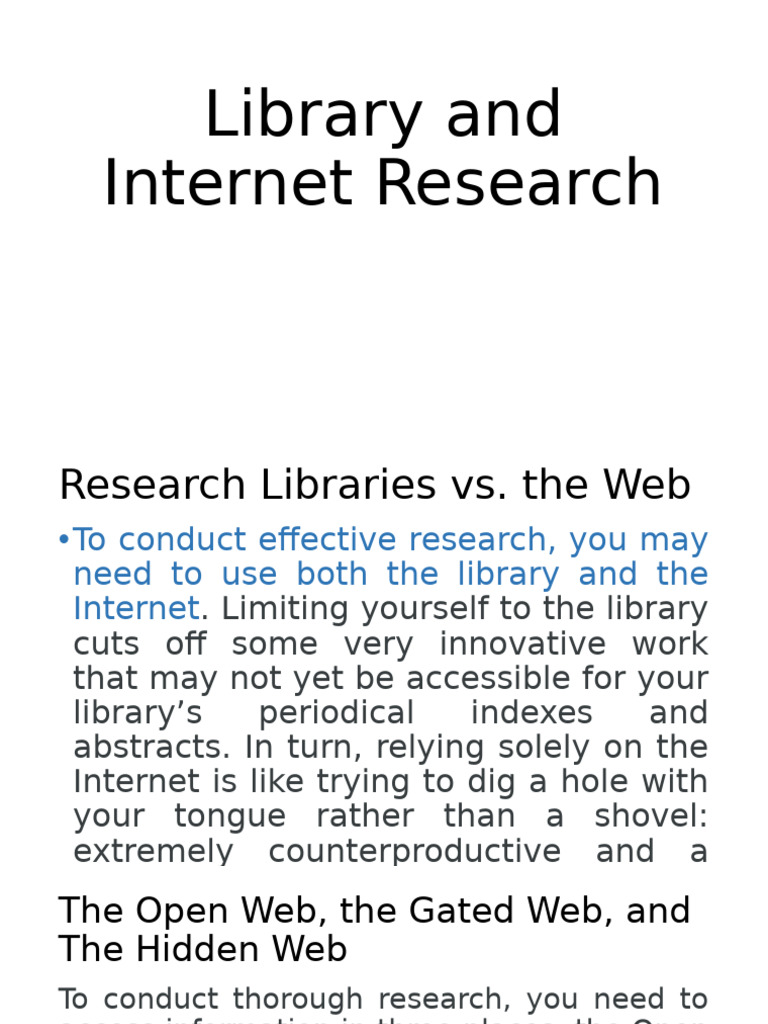 Library and Internet Research | PDF | World Wide Web | Internet & Web