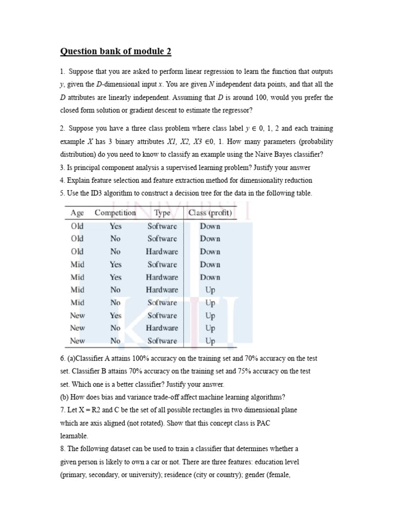 Machine Learning Concepts and Questions | PDF | Regression Analysis ...