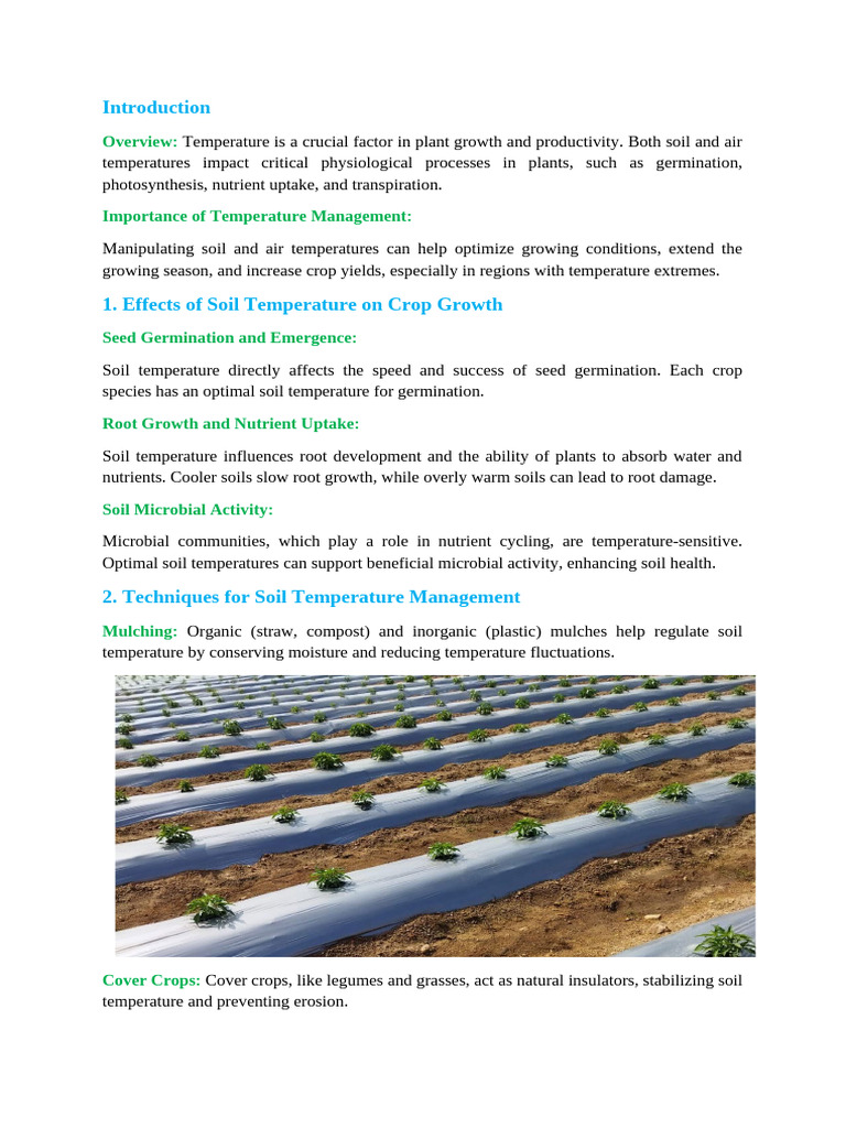 Manipulation of Soil and Air Temperature For Enhanced Crop Production ...