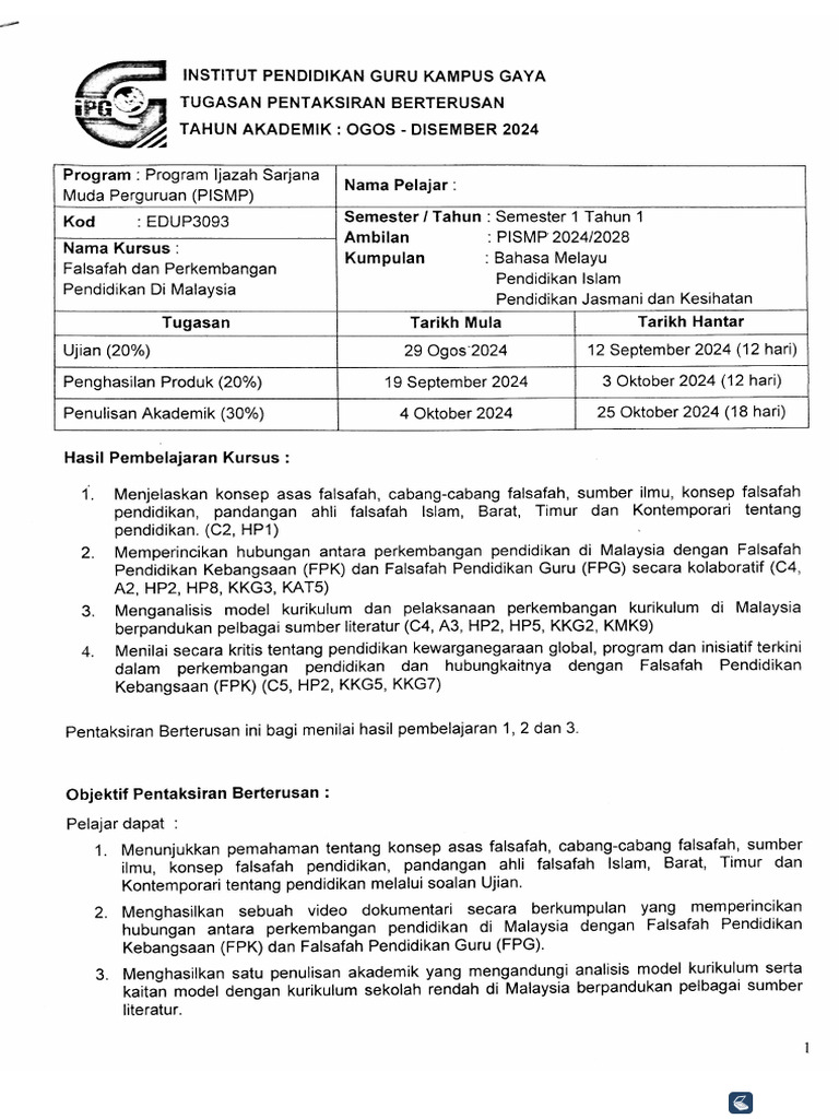 Soalan Tugasan EDUP3093 | PDF