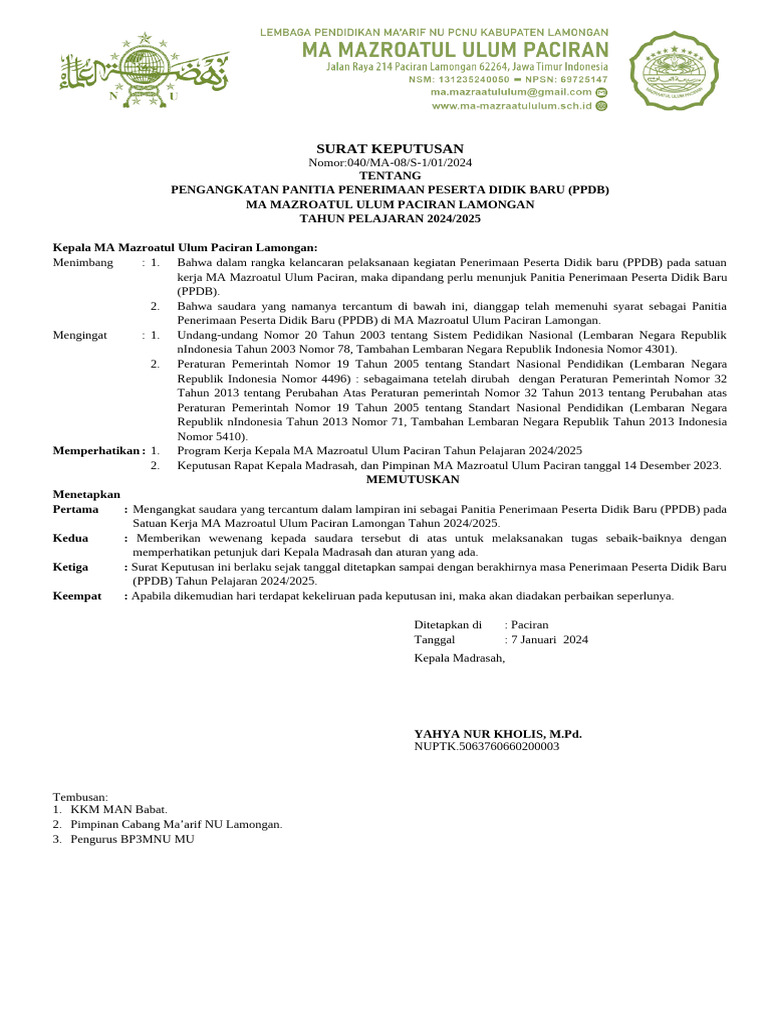Sk. Panitia PPDB Kop Surat Terbaru | PDF Sk. Panitia PPDB Kop Surat Terbaru | PDF