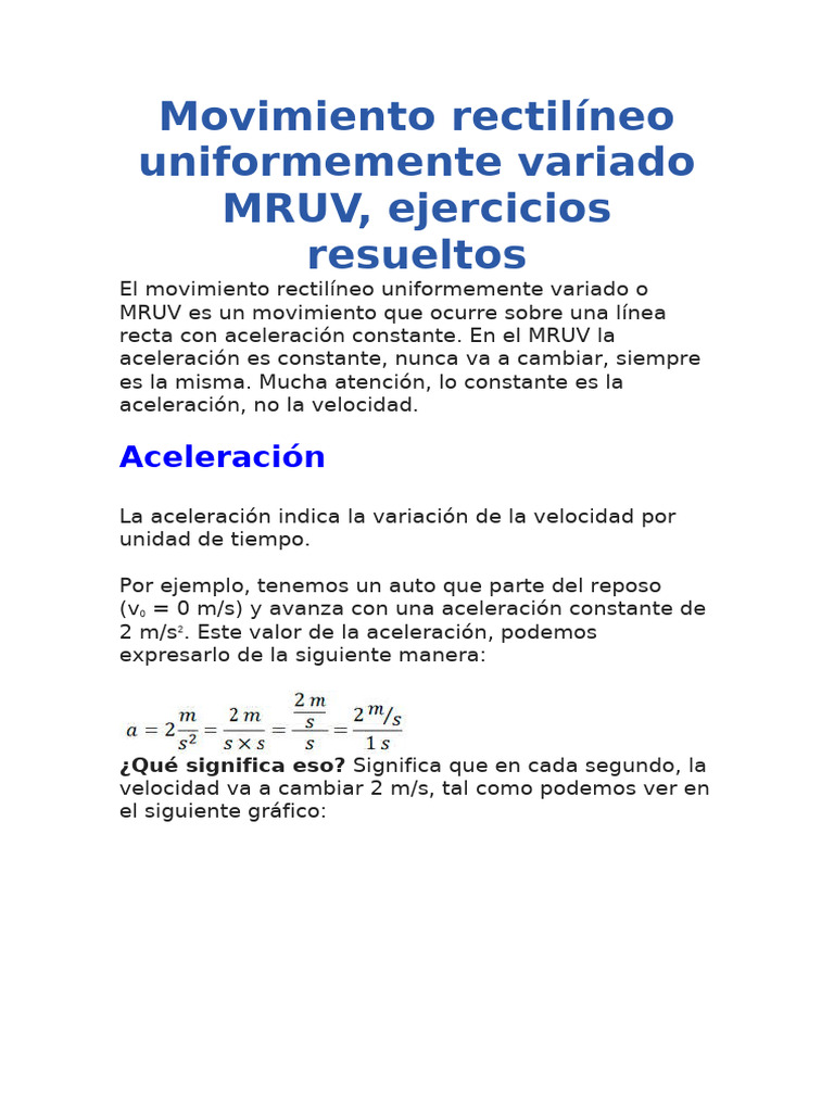 MRUV Tarea | PDF