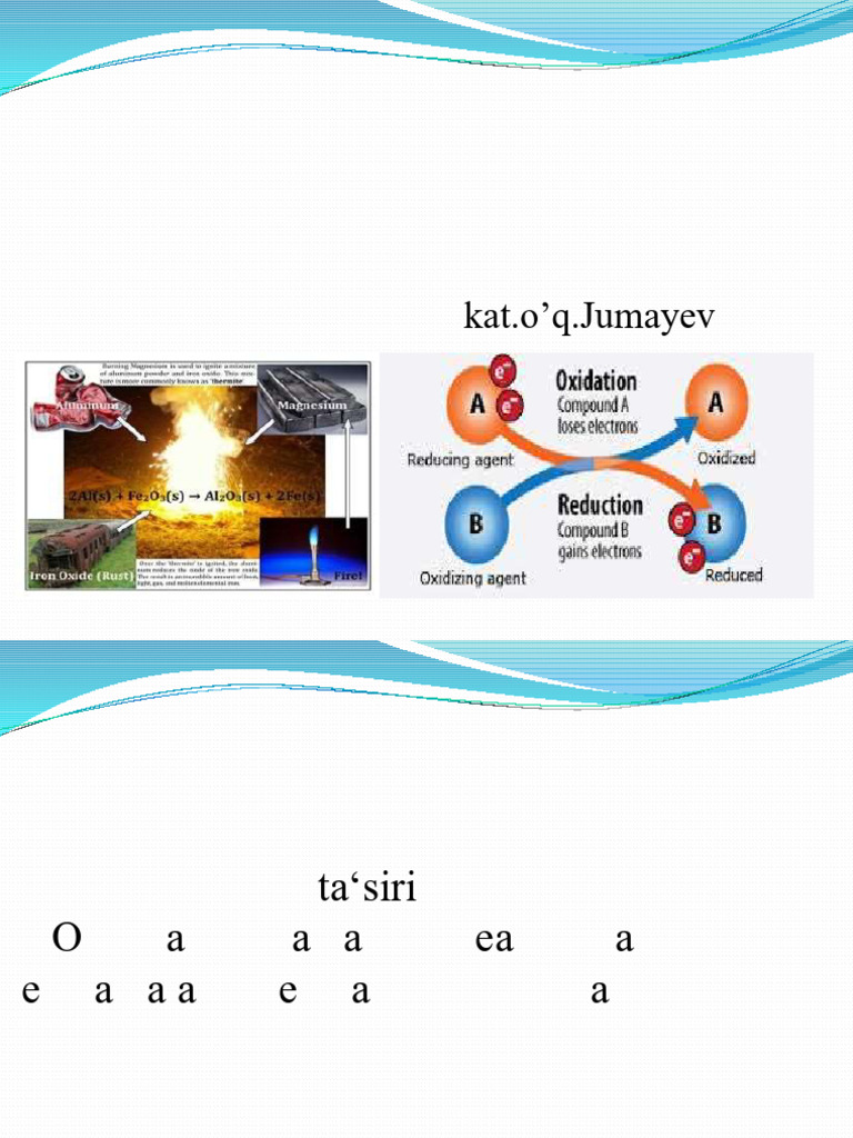 13-Maruza. Oksidlanish-Qaytarilish Reaksiyalari Va Potensiallari. | PDF