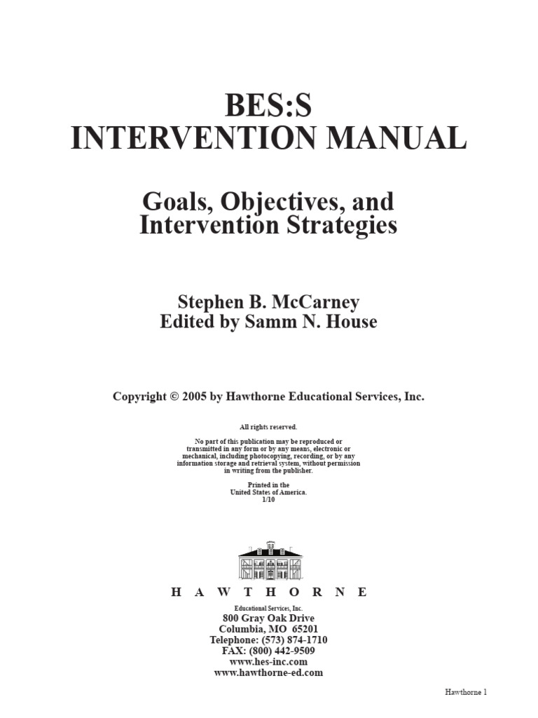 Behavior Evaluation Scale Short Intervention Manual | PDF | Teachers ...