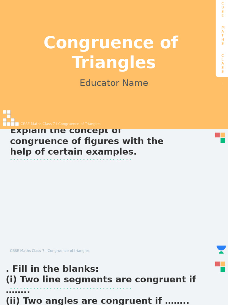 CBSE Class 7 Maths: Triangle Congruence | PDF | Triangle | Shape