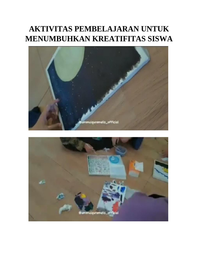 Aktivitas Pembelajaran Untuk Menumbuhkan Kreatifitas Siswa | PDF