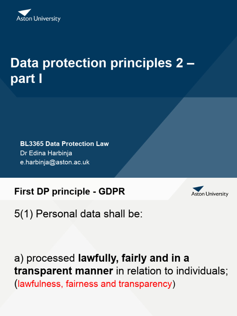 GDPR Data Protection Principles Explained | PDF | Government | Public Law