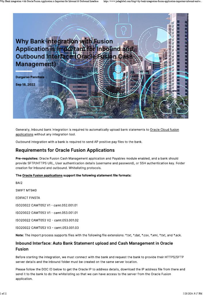 Bank Integration With Fusion Application Is Important For Inbound and Outbound Interface | PDF ...