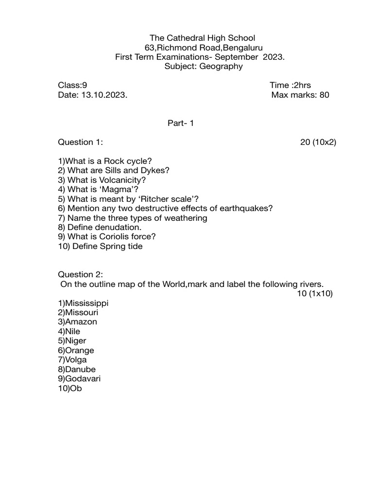 Class 9 geography | PDF | Volcano | Rock (Geology)