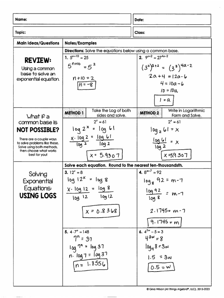 2.5asolving Exponential Notes Completed | PDF