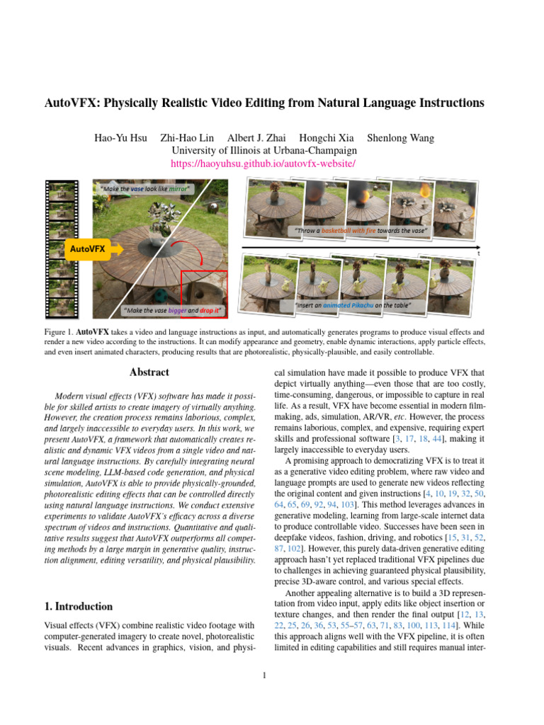 AutoVFX: Physically Realistic Video Editing From Natural Language Instructions | PDF | Rendering ...