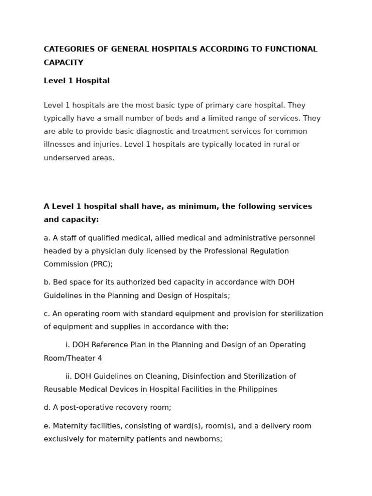 Level 1 and Level 4 Hospital | PDF | Hospital | Intensive Care Medicine