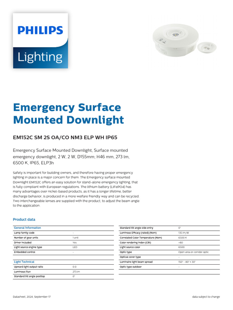 Philips Emergency Light | PDF | Lighting | Electricity