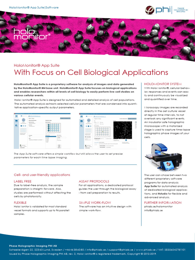 HoloMonitor App Suite With Focus On Cell Biological Applications | PDF | Microscopy | Scientific ...