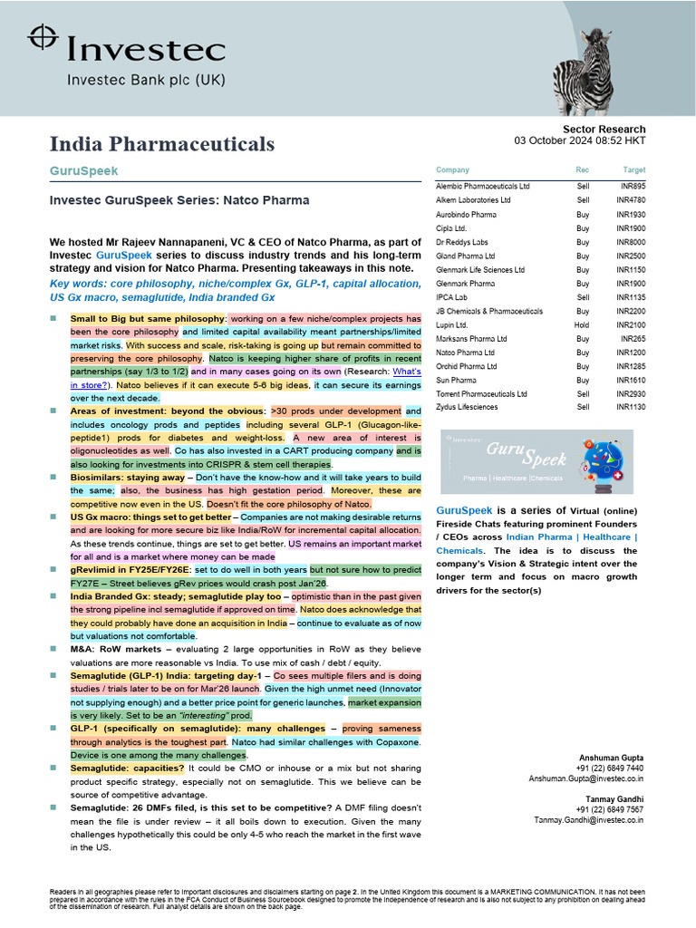 Natco Pharma Initial (Investec) | PDF