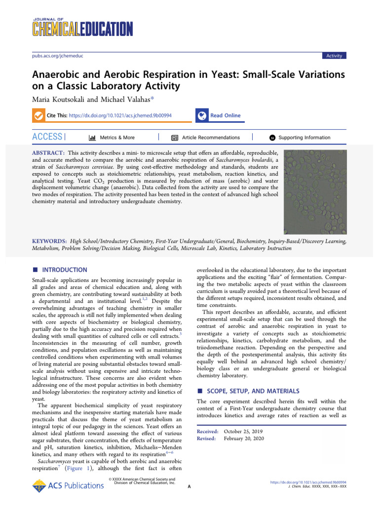 10 1021@acs Jchemed 9b00994 | PDF | Cellular Respiration | Mole (Unit)