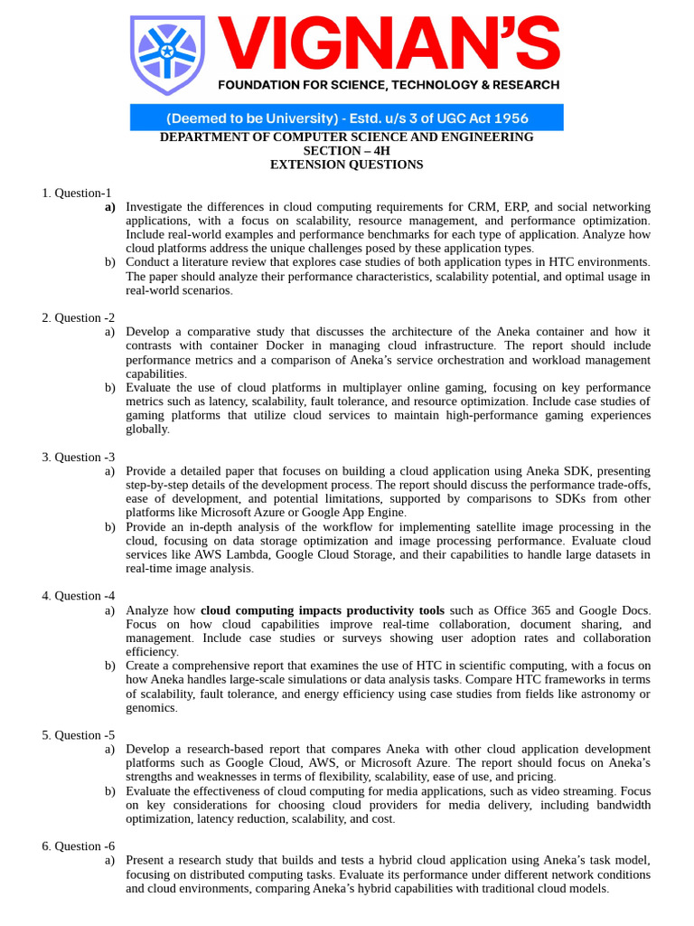 4h- Extension Questions | PDF | Cloud Computing | Scalability