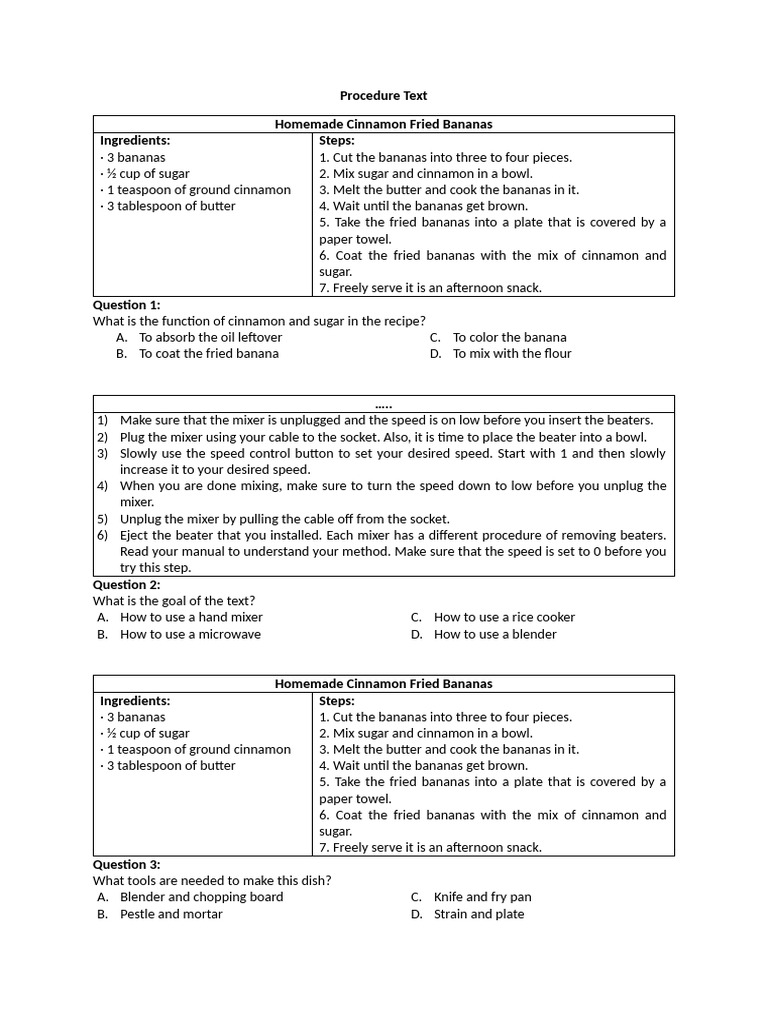 Soal Procedure Text | PDF | Kebab | Foods