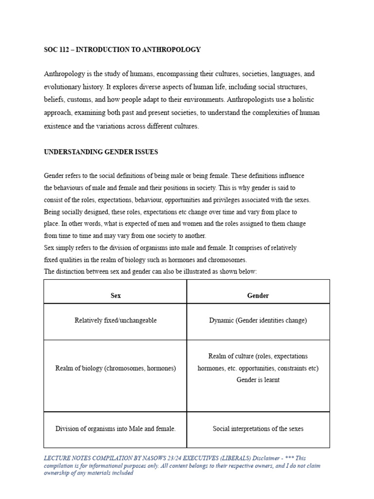 Anthropology - Note 1 | PDF | Sociocultural Evolution | Agriculture