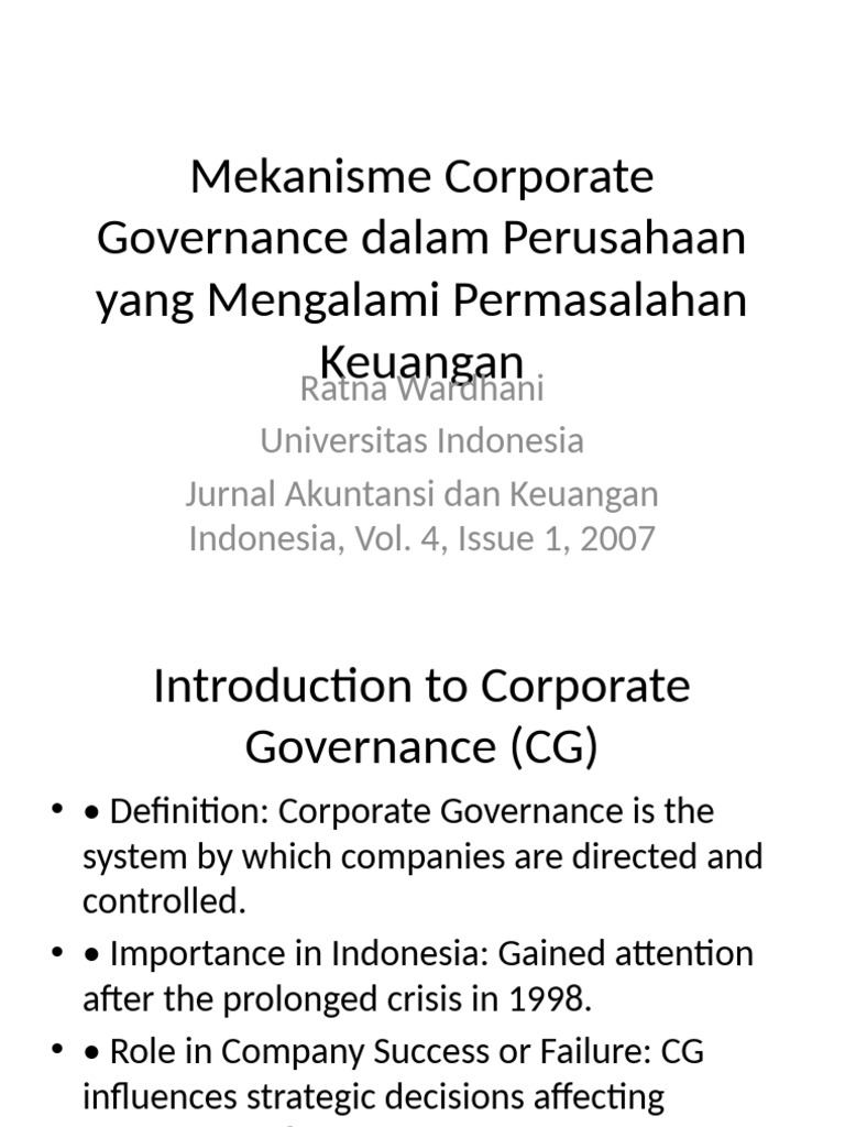 Mekanisme CG Presentation | PDF | Business | Economies
