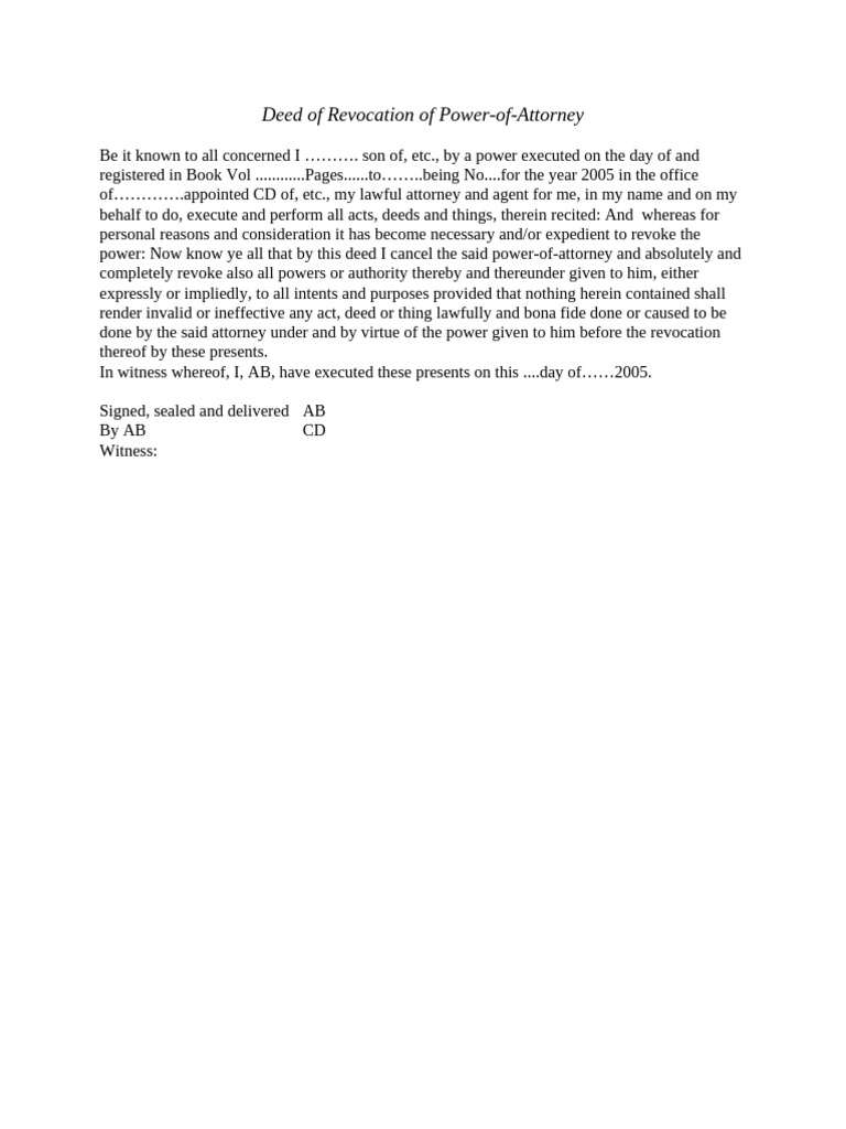Deed of Revocation of Power of Attorney-1149 | PDF