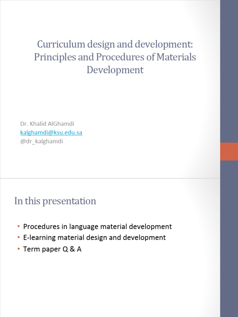 Material design 4th lecture handout | PDF | Curriculum | Learning