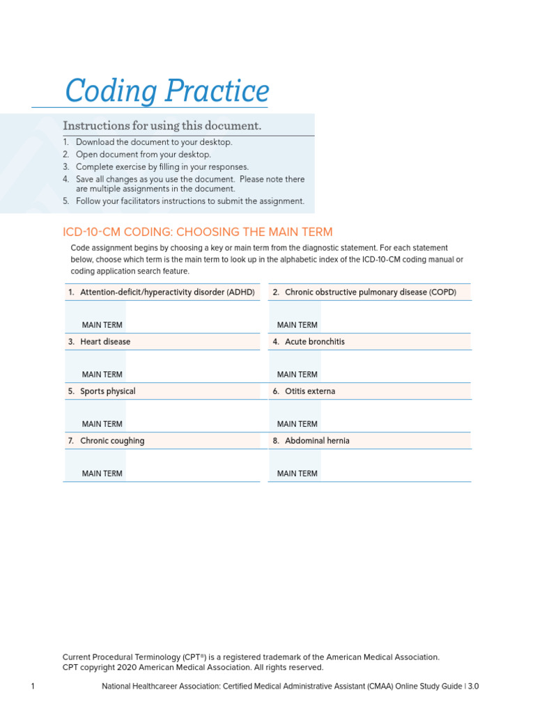 NHA CMAA CodingScenarios | PDF | Bronchitis | Epidemiology