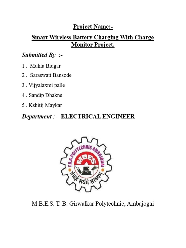 Smart Wireless Battery Charging With Charge Monitor Project . | PDF ...