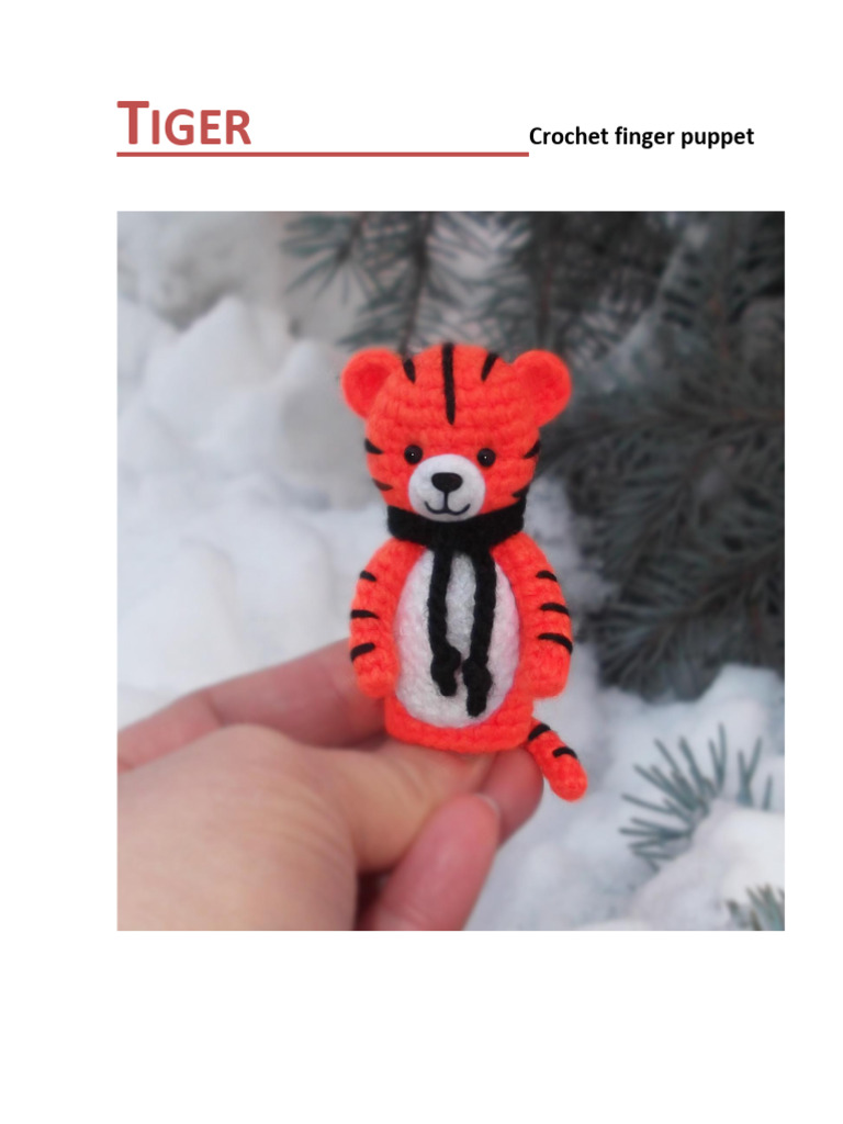 Crochet TIGER Finger Puppet | PDF | Crochet | Yarn