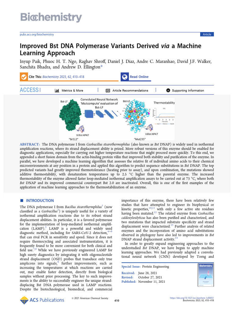 Paik Et Al 2021 Improved BST Dna Polymerase Variants Derived Via A ...