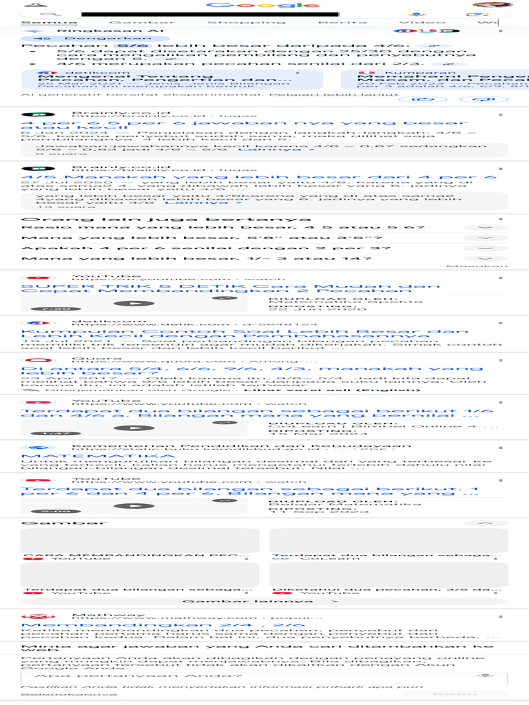 Manakah Yang Lebih Besar Antara 5 Per 6 Dan 4 Per 6 - Penelusuran ...