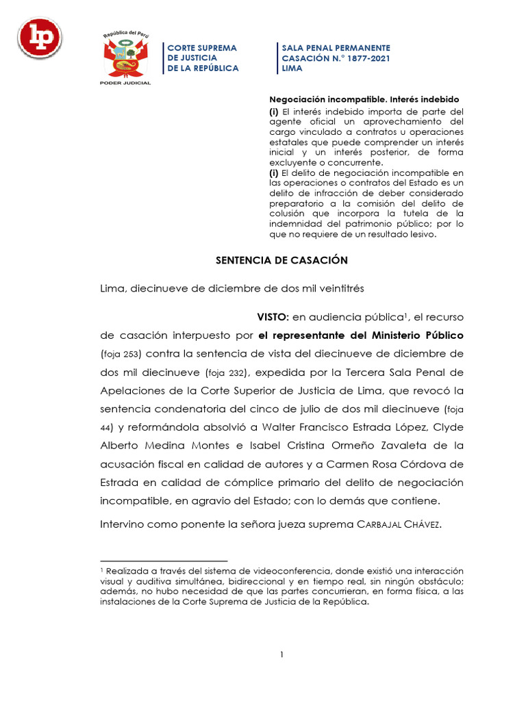 Casacion 1877 2021 Lima LPDerecho | PDF | Caso de ley | Ley común